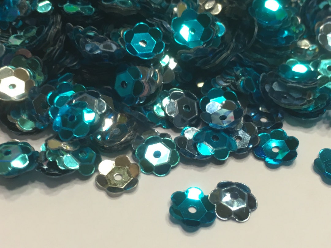 Silver and Blue Color Flower Cup Sequins / Confetti 8 Mm(6) - Etsy