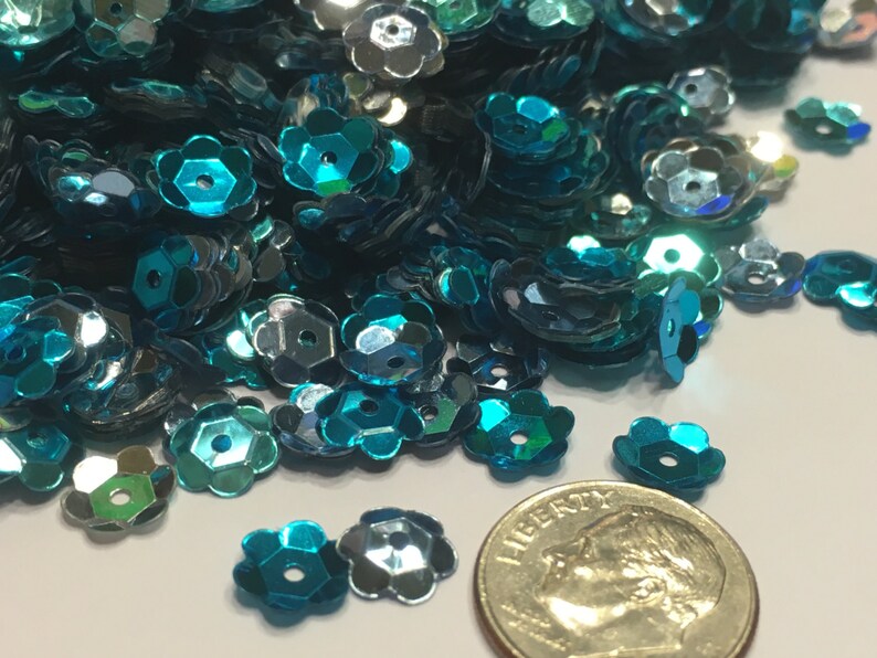 Silver and Blue Color Flower Cup Sequins / Confetti 8 Mm(6) - Etsy