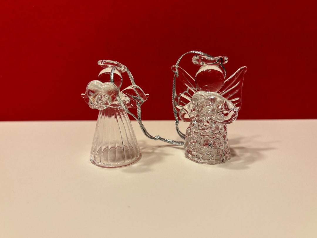 Set of Spun Glass Angel With Heart Ornaments, 2 Inches Tall (RR) - Etsy