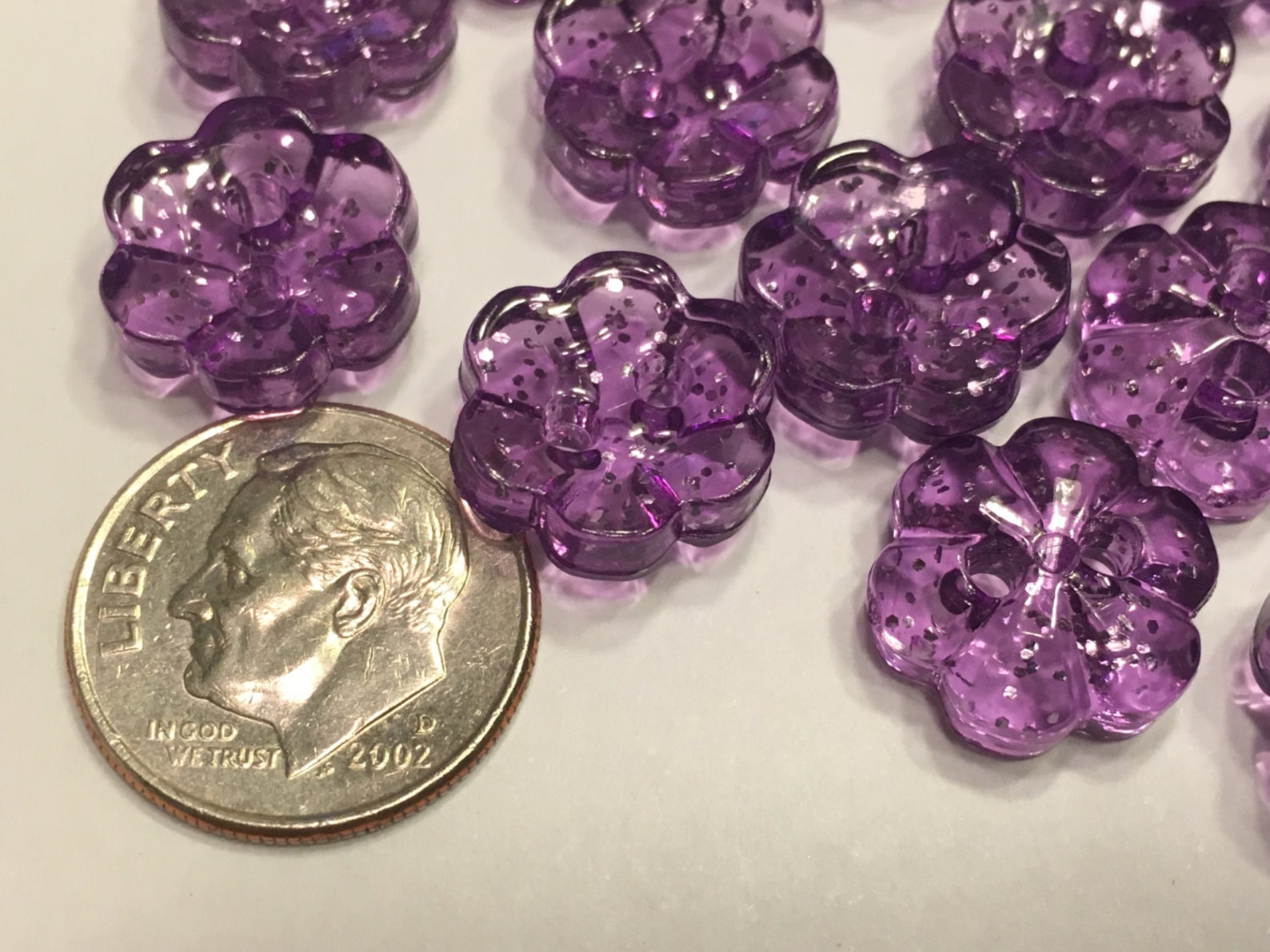 10 Glitter Translucent Purple Flower Buttons 13 Mm 11 - Etsy