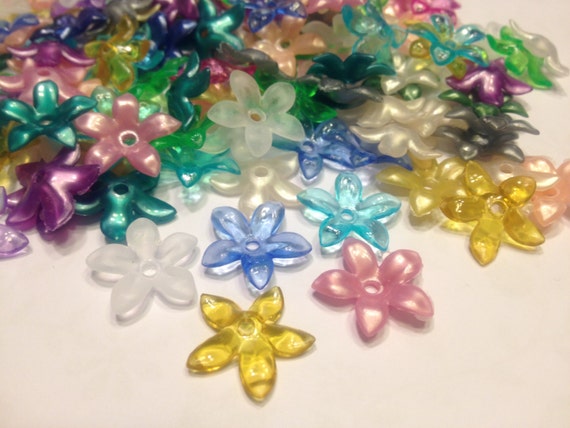 20 Assorted Acrylic Flower Beads 18 Mm G9 - Etsy