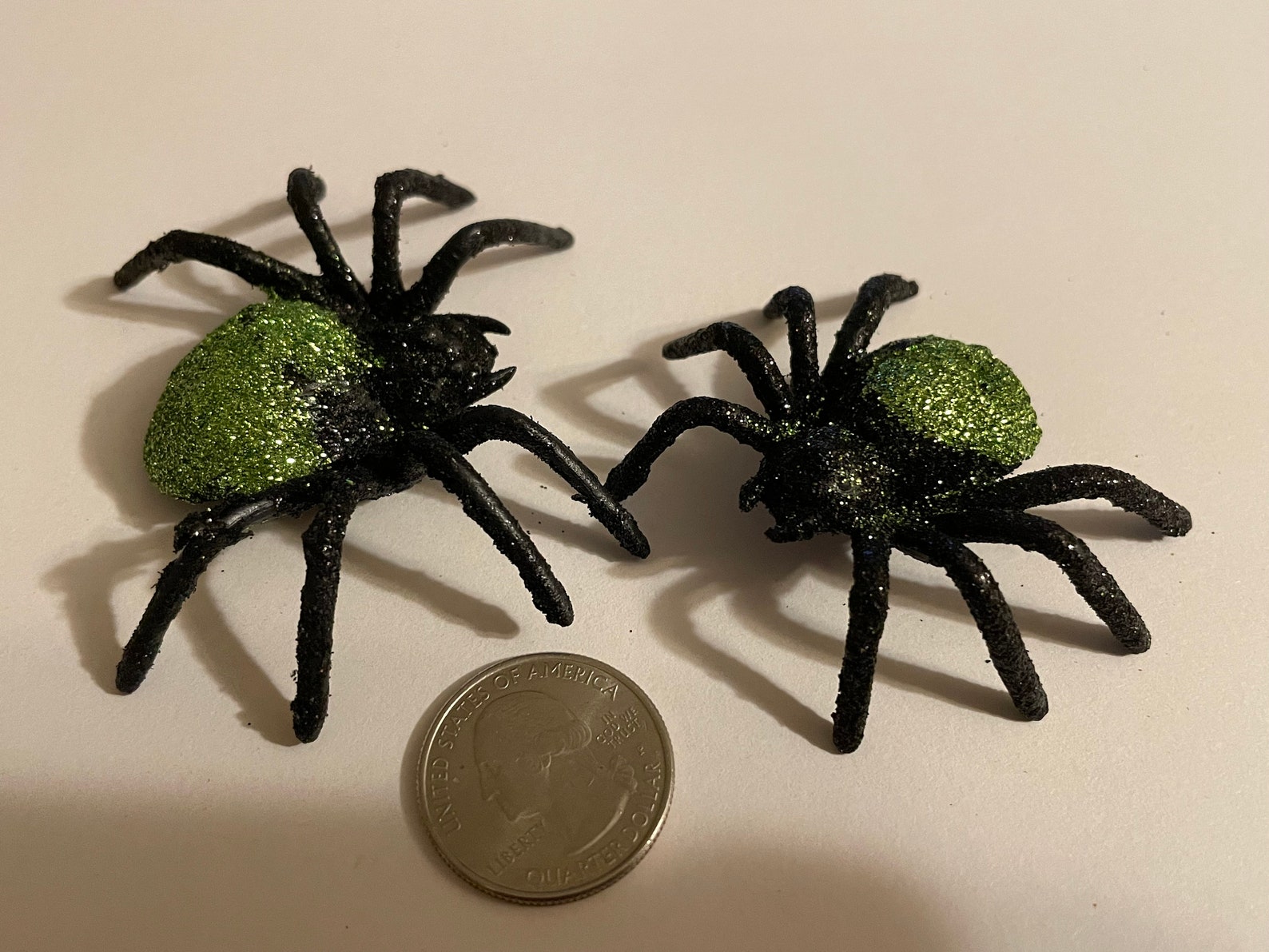 2 Large Black With Green Plastic Glitter Spiders About 50 X - Etsy