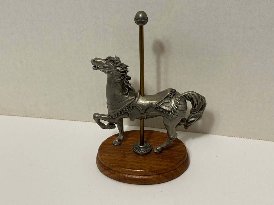 Wood Base, Pewter Carousel Horse, Collectible, 5 1/4 Inches Tall - Etsy