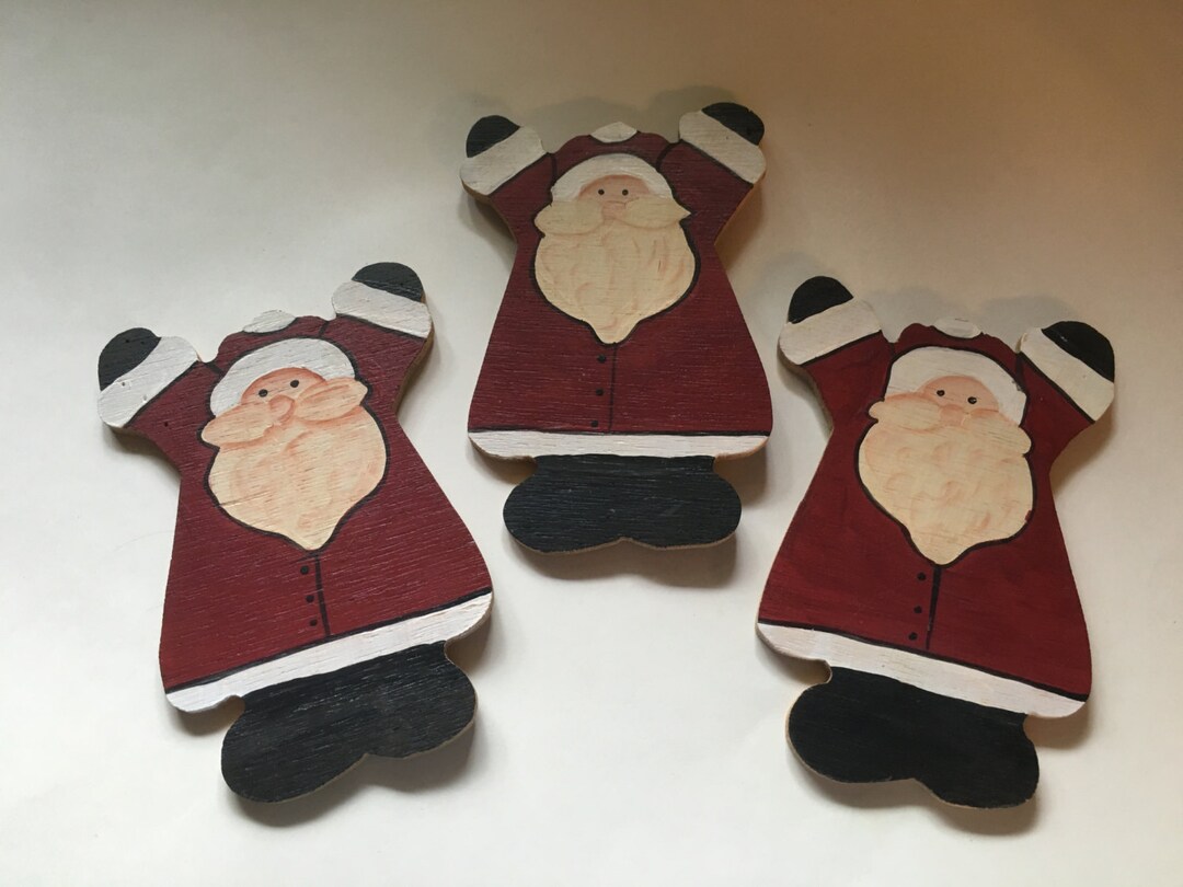 Set of 3 LARGE Wood Santa Cut Outs Embellishments, 140 Mm RR20 - Etsy