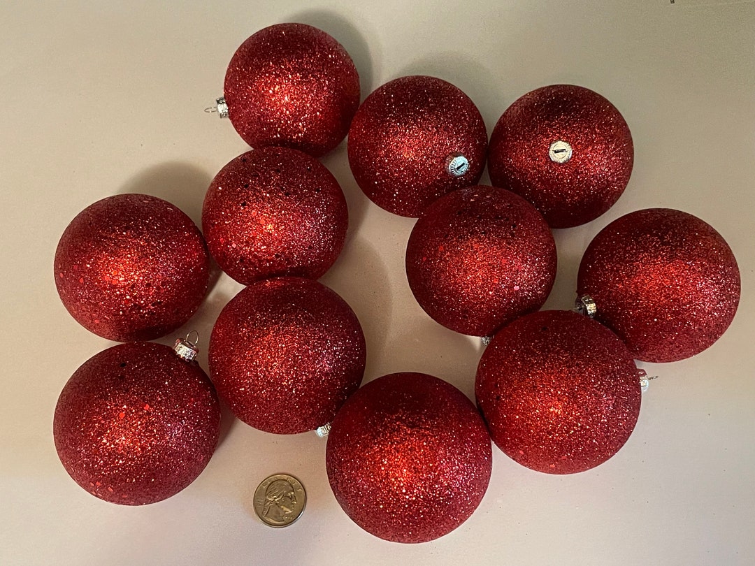 10 Count Red Glitter Acrylic Christmas Balls, 3 Inches BR - Etsy