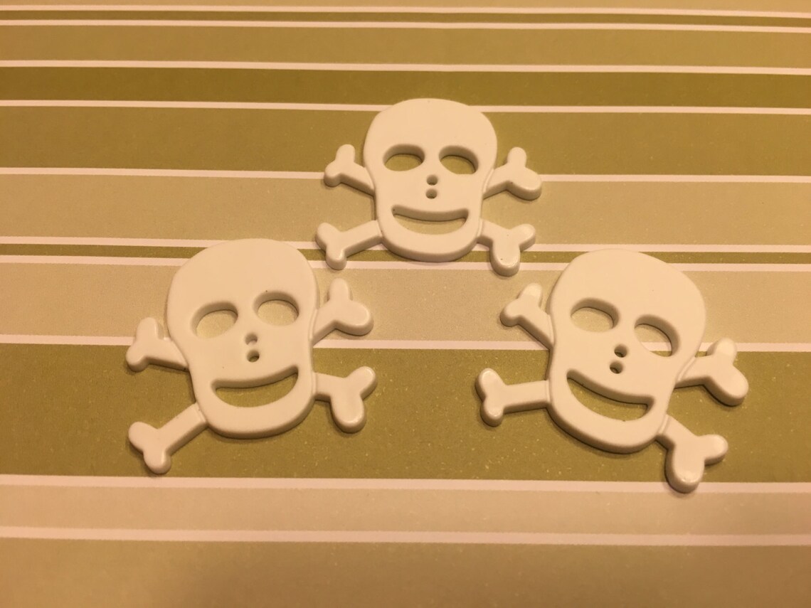 3 LARGE White Skull Buttons 34 Mm B1 | Etsy