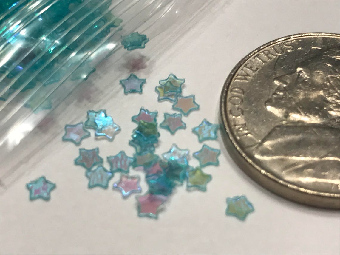 Tiny Aqua Blue Irredecent Star Confetti , 3 Mm (28) - Etsy