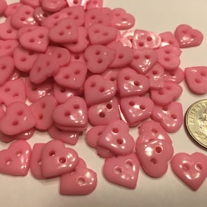 10 Small Pink Heart Buttons, 11 Mm (B11) - Etsy