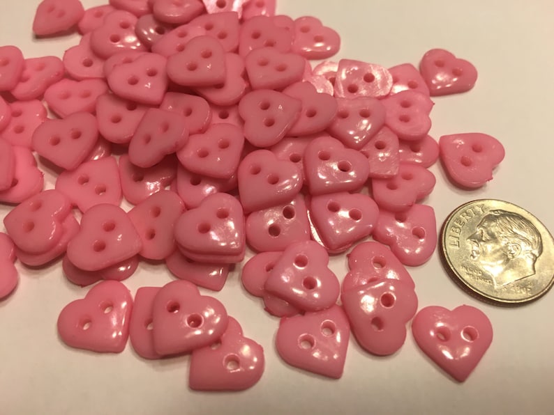 10 Small Pink Heart Buttons 11 Mm B11 - Etsy