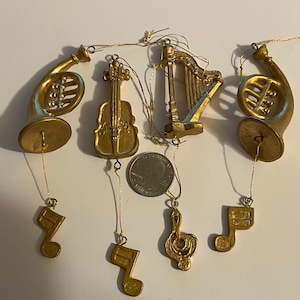 Set of Music Instrument Ornaments Gold Color About 5 Inch - Etsy