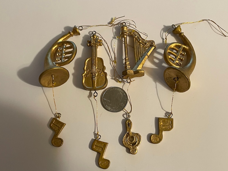 Set of Music Instrument Ornaments Gold Color About 5 Inch - Etsy