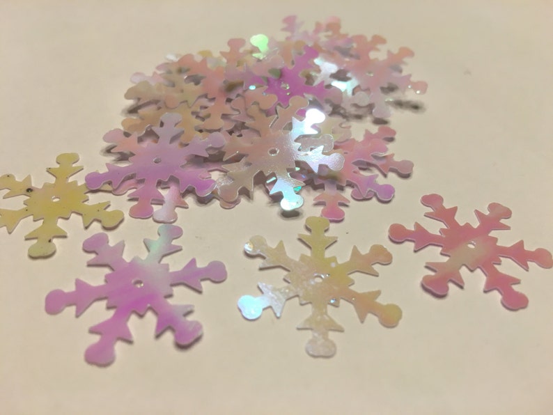 25 White Multi Shine Snowflake Sequins 24 Mm 27 - Etsy
