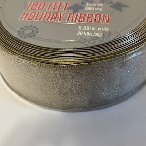 Original 100 Feet Roll Gold Wire Edged Ribbon, 2 Inch Wide some Missing ...