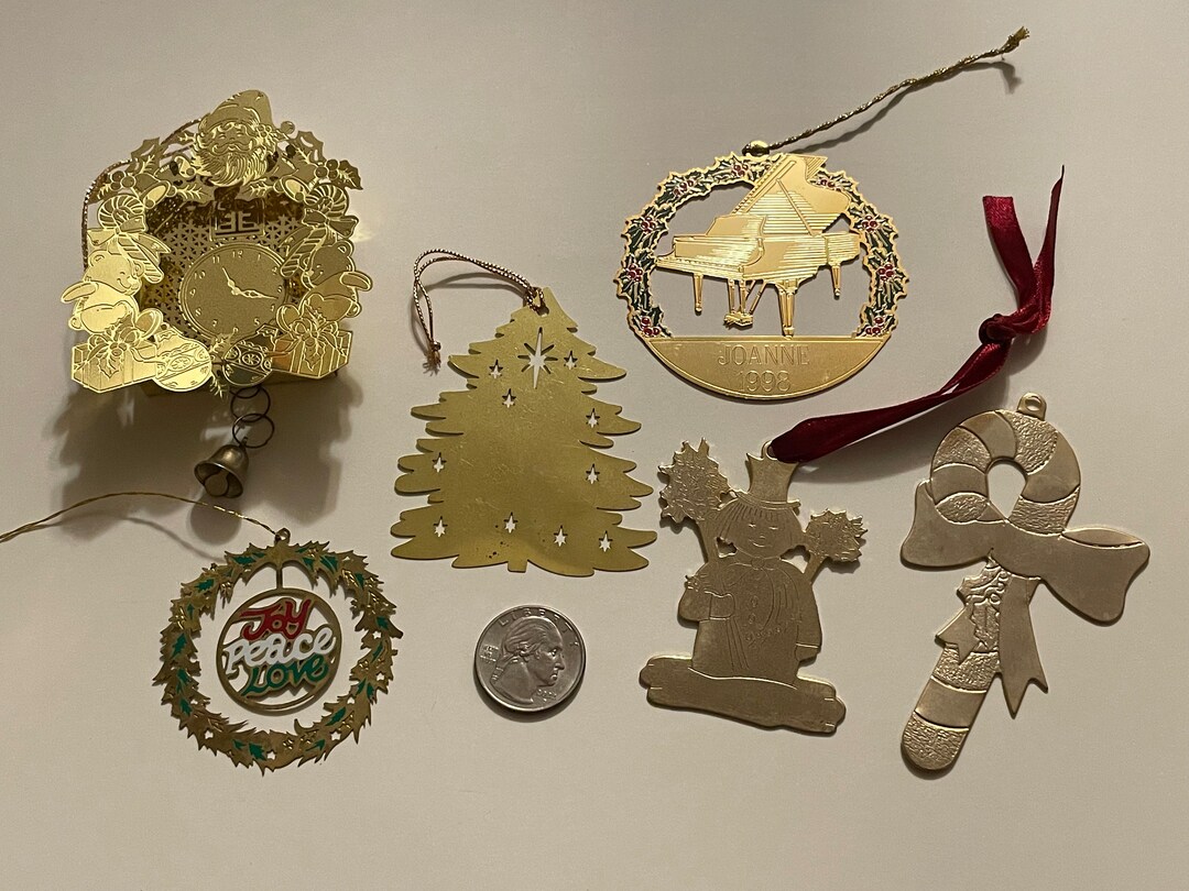 5 Count Vintage Large Metal Brass Shapes Ornament Mix, About 50 75 Mm ...