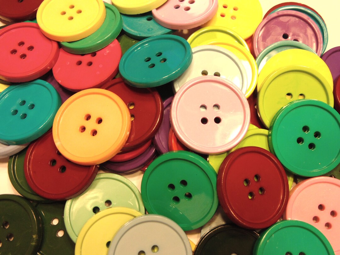 10 Piece LARGE Assorted Color Button Mix, 37 Mm (25) - Etsy
