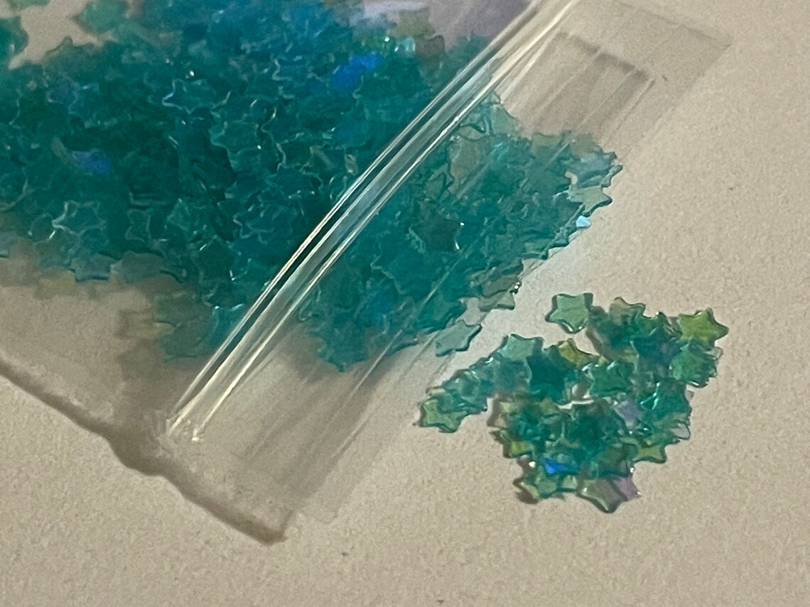 Tiny Aqua Blue Irredecent Star Confetti , 3 Mm (28) - Etsy