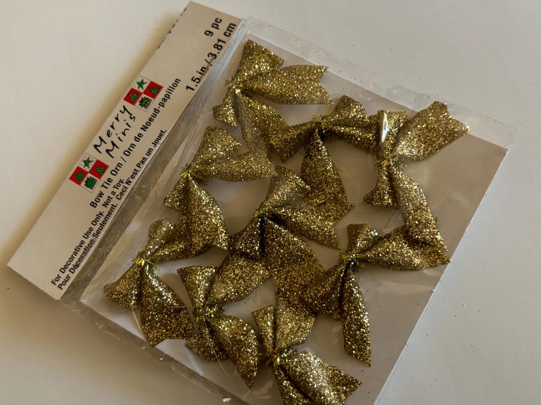 9 Count Mini Gold Glitter Bows, Embellishment RRCL2 - Etsy
