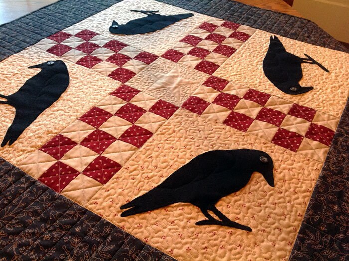 Checker Board Crows, Digital Download, Wool Applique' Table Topper ...