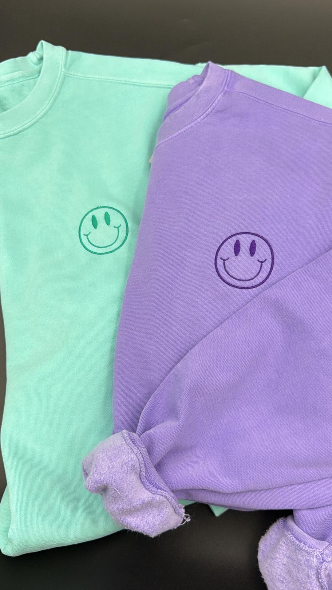 Stitched Smiley Face Sweatshirt Cozy Retro Custom Unique Gift ...