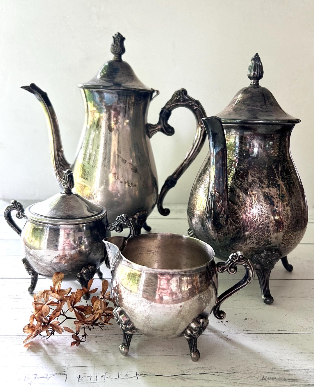 Vintage Leonard Silverplate Tea Set - Etsy