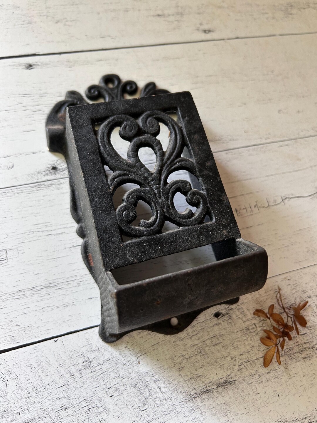 Vintage Iron Wall Matchbox Holder - Etsy