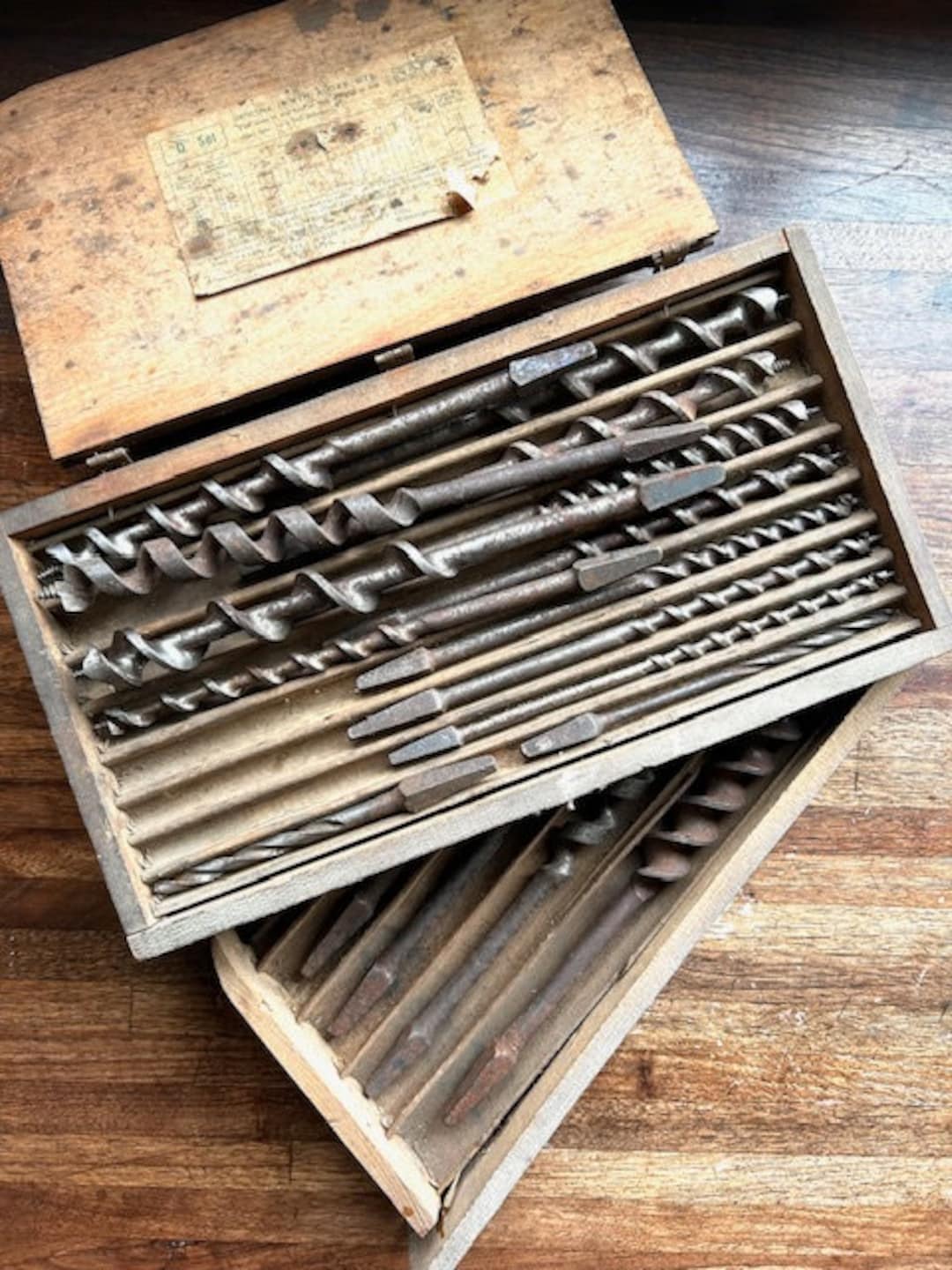 Vintage Wood Auger Bit Tool Box - Etsy