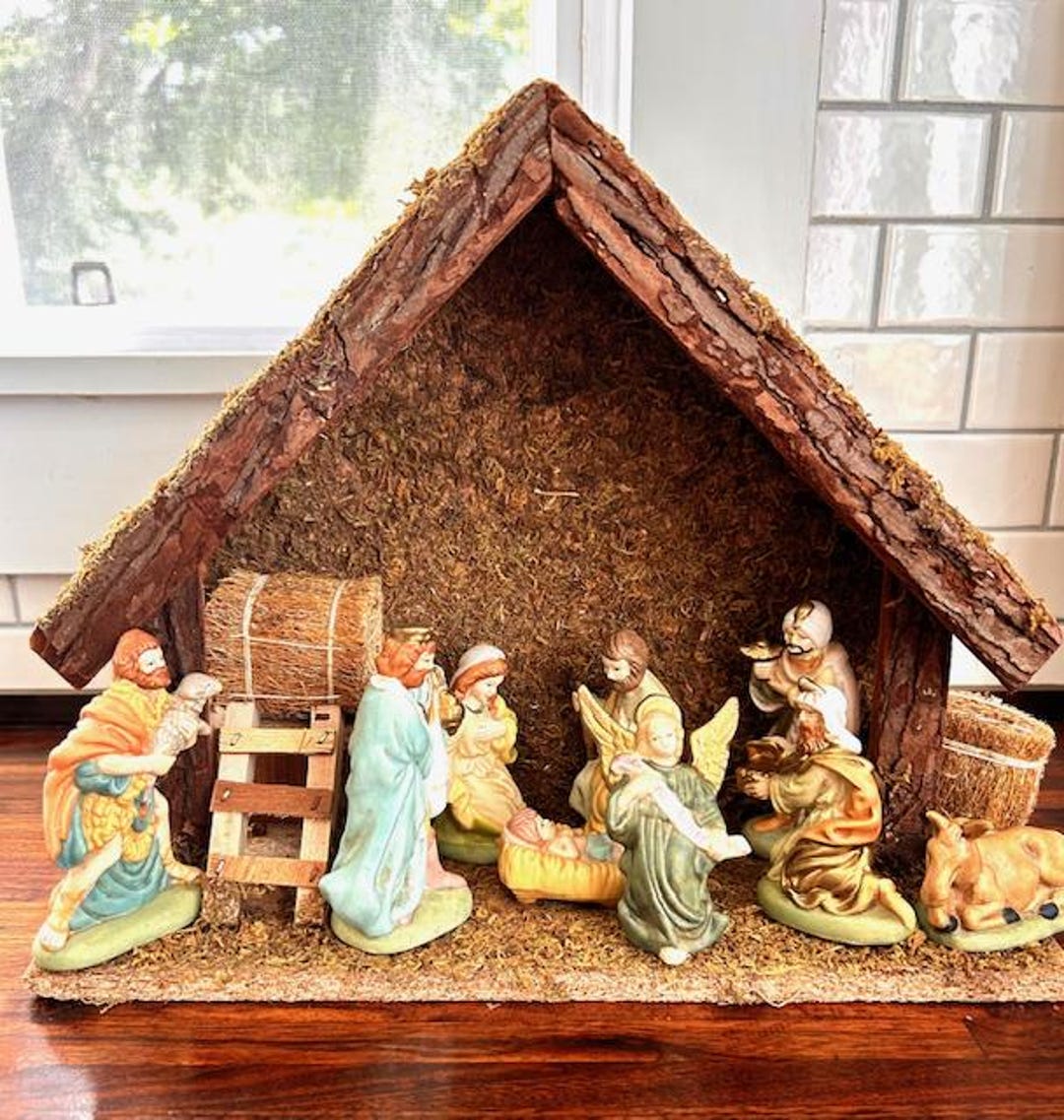 Vintage Ceramic Stable Nativity Set - Etsy