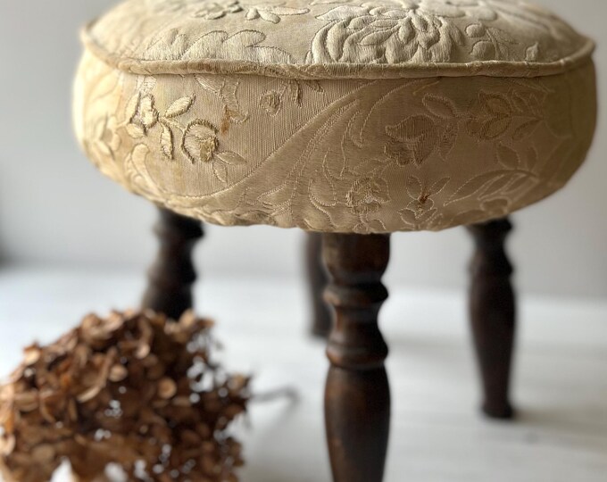 Vintage Round Footstool - Etsy
