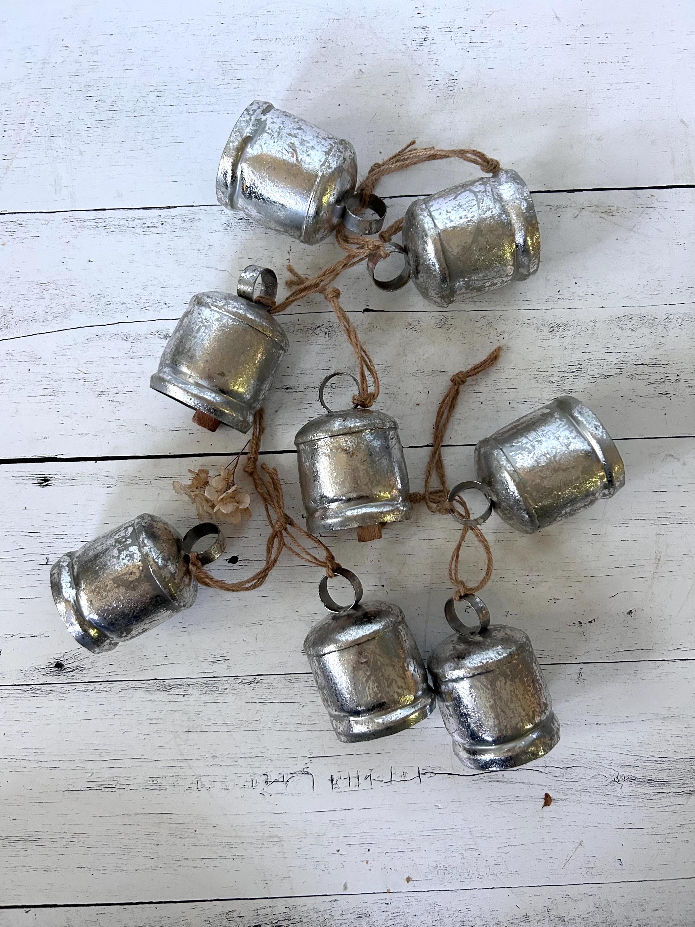 Vintage Rustic Silver Metal Bells - Etsy