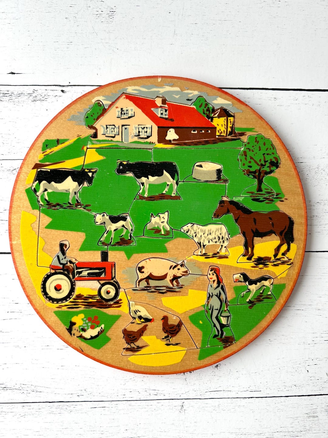 Vintage Simplex Wood Farm Puzzle - Etsy