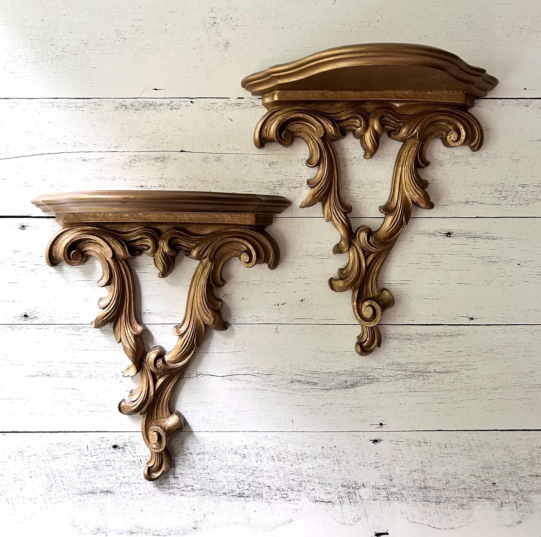 Vintage Gold Wood Syroco Shelves - Etsy