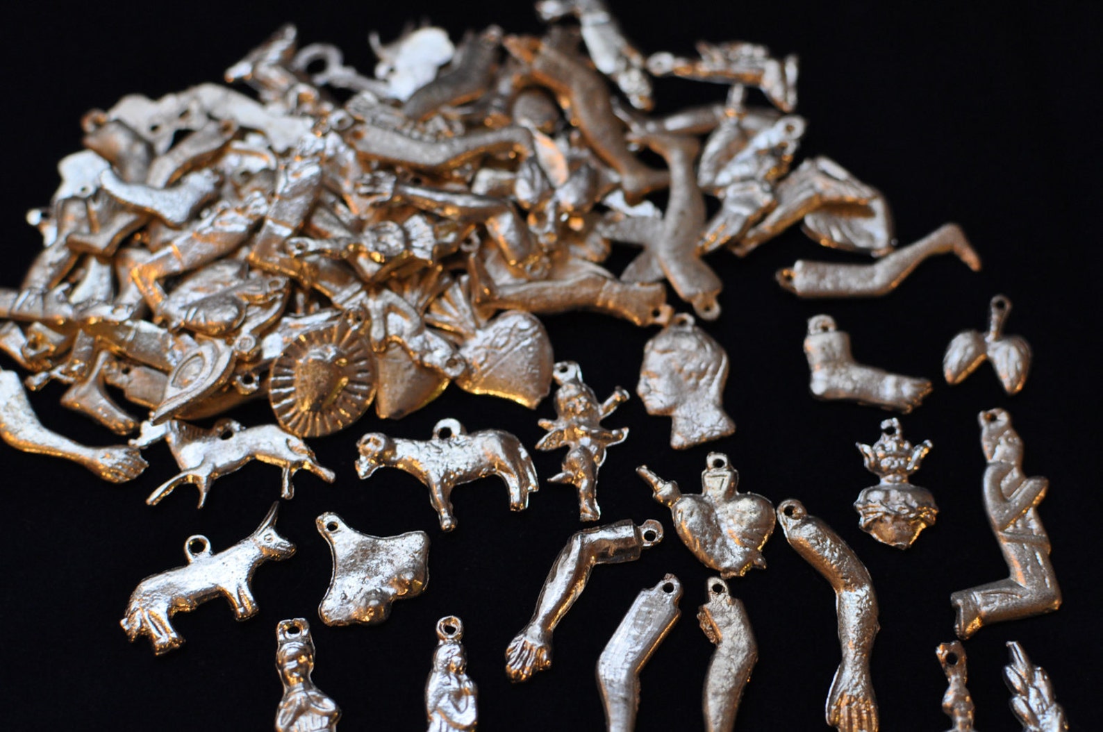 100 Silver Assorted Milagros Miracle Charms (expect Duplicates ...