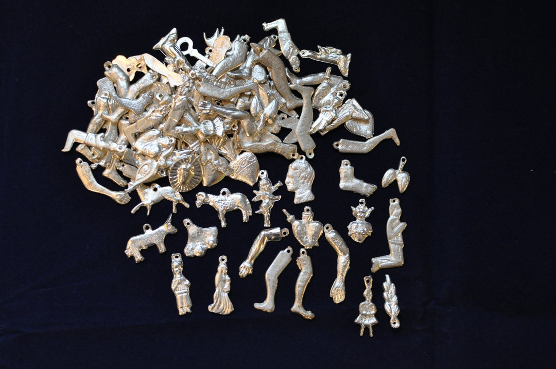 100 Silver Assorted Milagros Miracle Charms (expect Duplicates ...