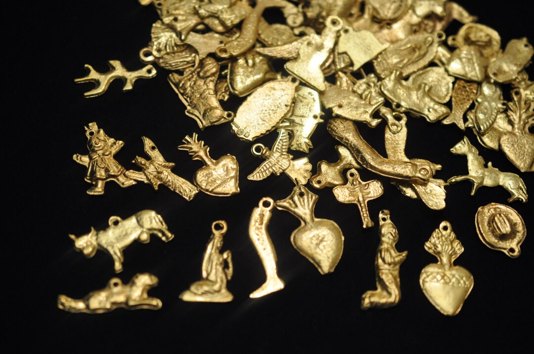 100 Assorted Gold-tone Milagros Miracle Charms (expect Duplicates ...