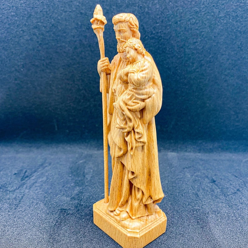 St. Joseph Holding Baby Jesus Statue, Wooden Statue, Catholic Art ...