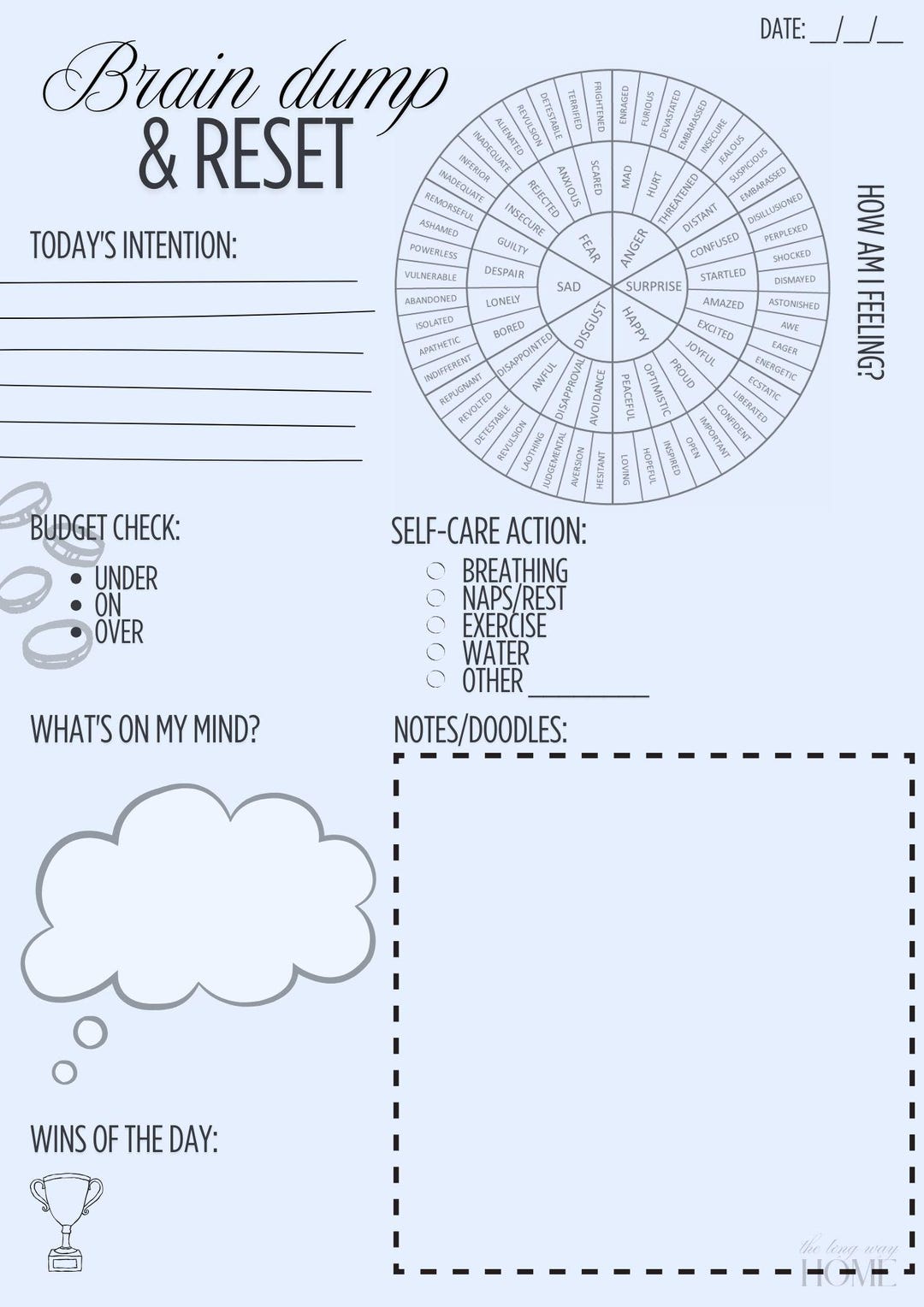 Daily Brain Dump Printable: Mental Health & Mood Tracker (PDF Download ...