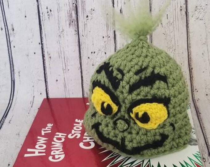 The Grinch Christmas Crochet Hat, Christmas Photo Prop - Etsy