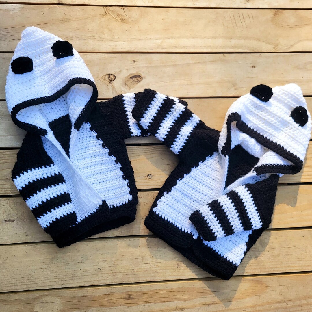 Bear Ears Panda Cardigan Infant Hoodie CROCHET PATTERN - 3-6 Months Zoo ...