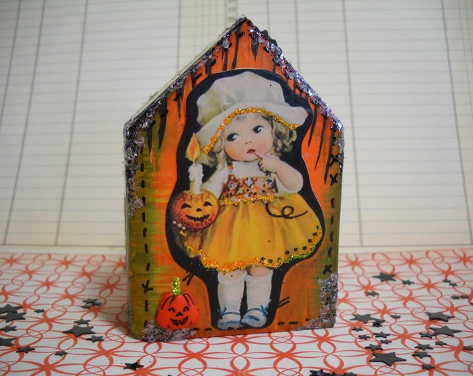 Halloween Decoration Art Wooden Block House Vintage Images - Etsy
