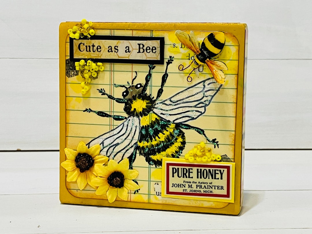 Honey Bee Art Shelf Sitters Nic-nacs Honey Bees Honey Bee - Etsy