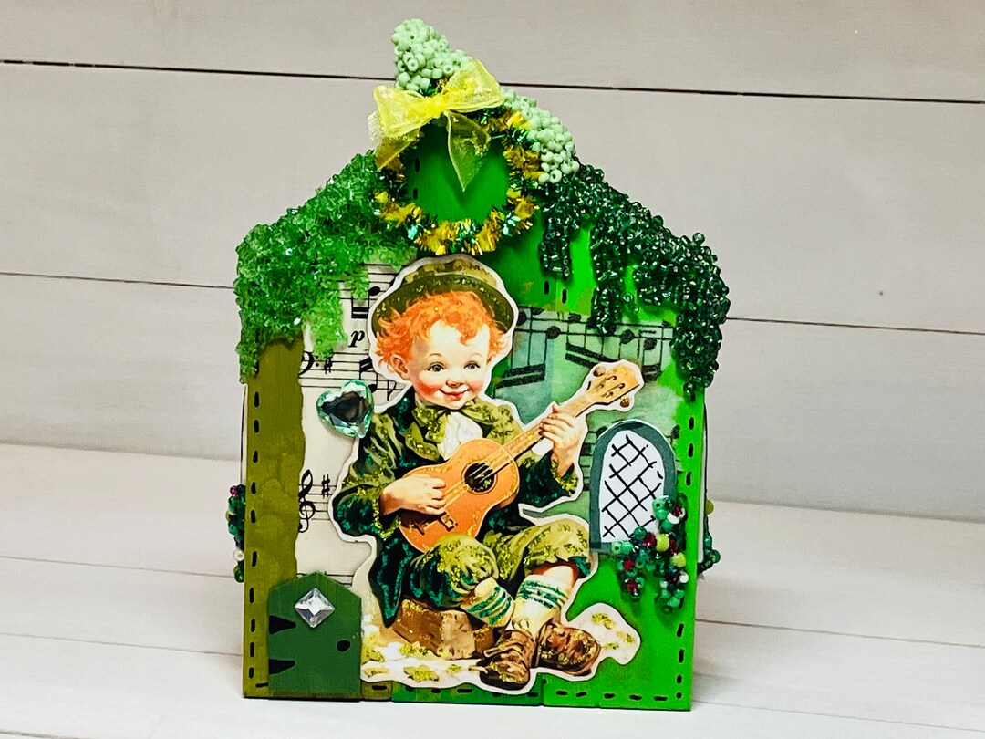 St Patricks Day Village Houses, St Patricks Day Décor, Irish, Wooden ...