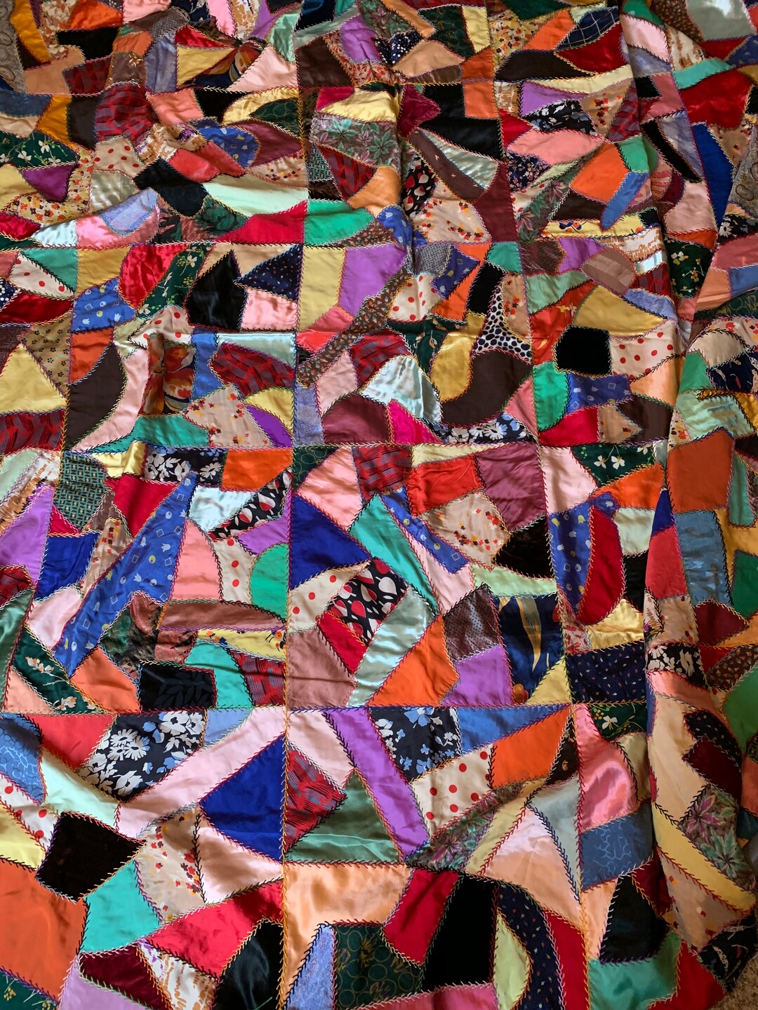 Vintage Unfinished Silky Patchwork Blanket Bed Cover 85 X 85, 1940s - Etsy