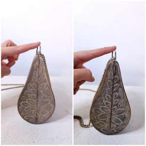 Antique 1900s Metal Hard Shell Bag Purse BIRDS Clasp - Silver Brass ...