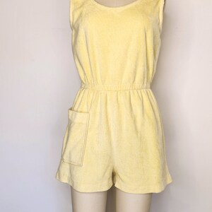 Vintage Terrycloth Mini Romper Jumpsuit Overall - Yellow Terry Cloth ...