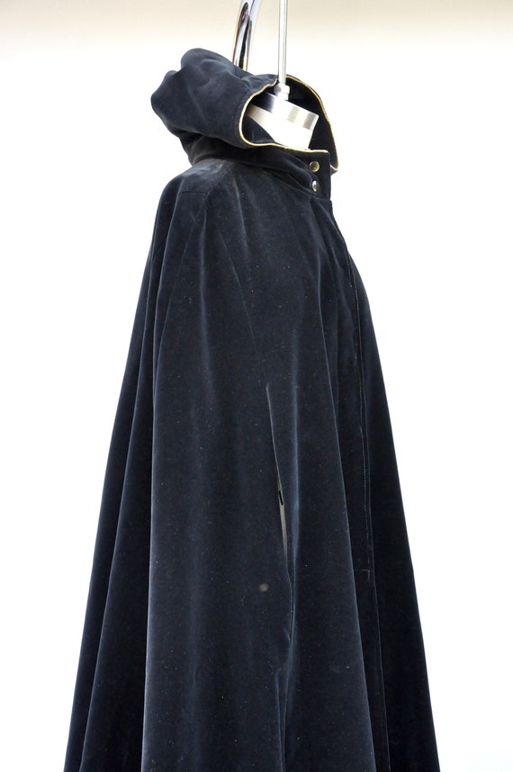 Vintage Hooded Velvet Cape Cloak - Black Velvet Cape … - Gem