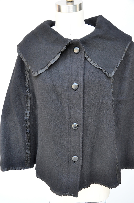 Vintage Oversized Wool Cape Poncho - 80s Italian Cape… - Gem