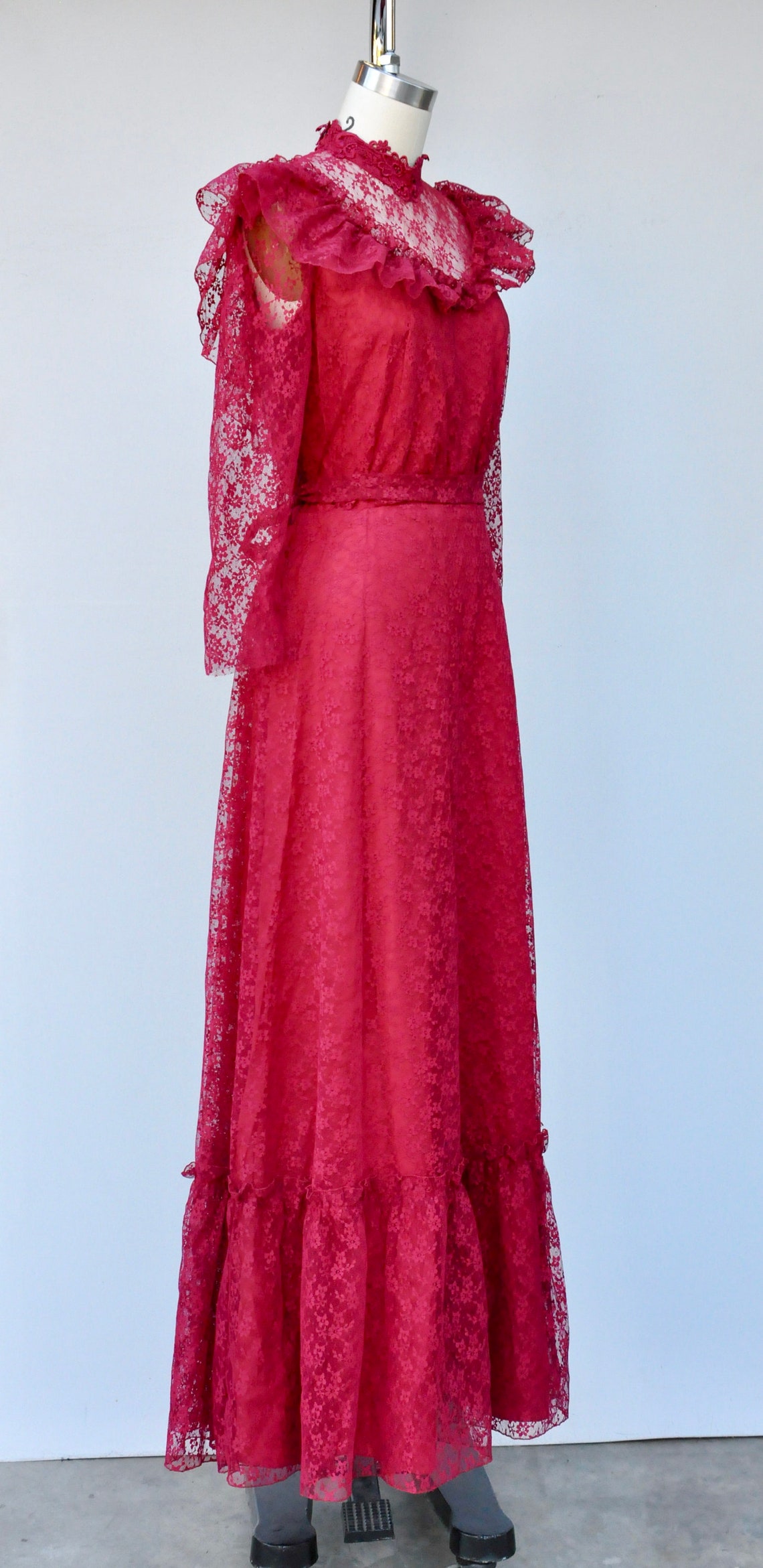 Vintage Lace Victorian Dress Ruffled Lace Dress 70s Maxi | Etsy