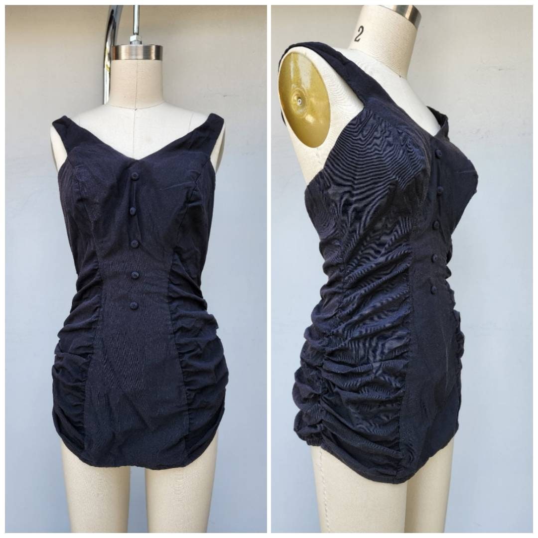 50s Swimsuit - One Piece Swimsuit - Draped Swimsuit Swimwear - Vintage ...