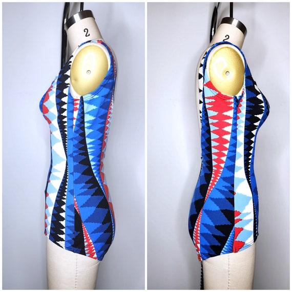 60s 70s Psychedelic Swimsuit Bathing Suit One Piece -… - Gem