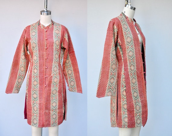 Vintage Indian Duster Coat - Quilted Cotton Duster - … - Gem